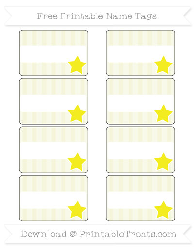 Free Beige Striped Star Name Tags — Printable Treats.com