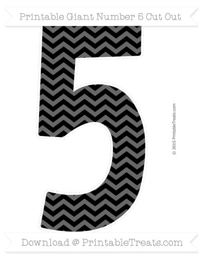 Black Chevron Giant Number 5 Cut Out — Printable Treats.com