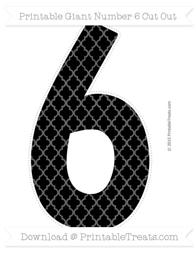 Black Moroccan Tile Giant Number 6 Cut Out — Printable Treats.com
