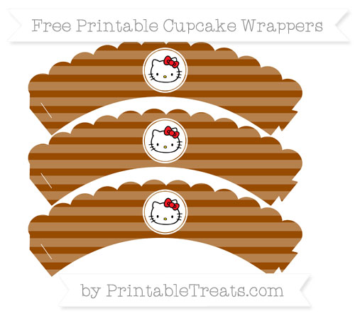 Free Brown Horizontal Striped Hello Kitty Scalloped Cupcake Wrappers ...