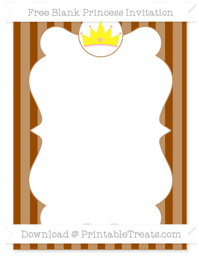 Free Brown Striped Blank Princess Invitation — Printable Treats.com