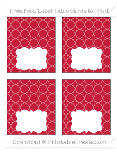 Free Cardinal Red Quatrefoil Pattern Simple Food Labels — Printable ...