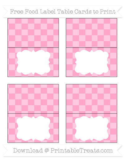 Free Carnation Pink Checker Pattern Simple Food Labels — Printable ...