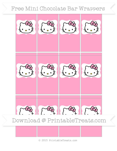 Free Carnation Pink Hello Kitty Mini Chocolate Bar Wrappers — Printable ...