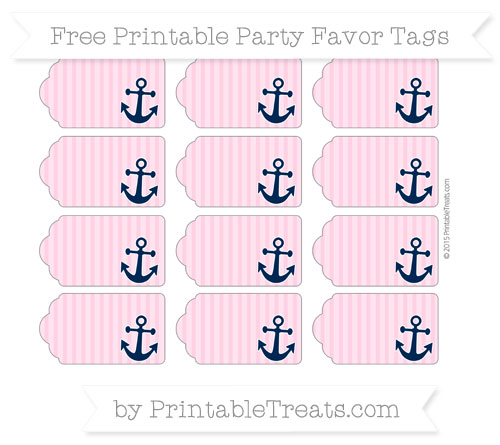 Carnation Pink Thin Striped Pattern Nautical Party Favor Tags ...