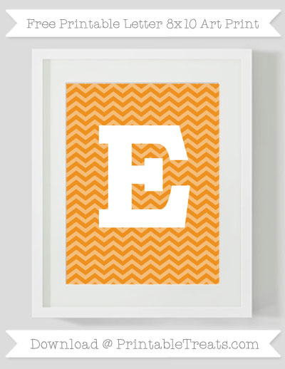 Carrot Orange Chevron Letter E 8×10 Art Print — Printable Treats.com