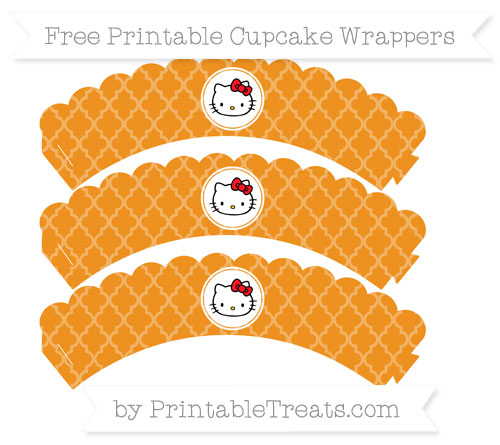 Free Carrot Orange Moroccan Tile Hello Kitty Scalloped Cupcake Wrappers ...
