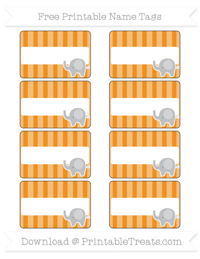 Free Carrot Orange Striped Elephant Name Tags — Printable Treats.com