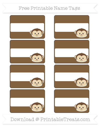 Free Coyote Brown Boy Monkey Name Tags — Printable Treats.com