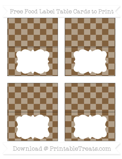 Free Coyote Brown Checker Pattern Simple Food Labels — Printable Treats.com