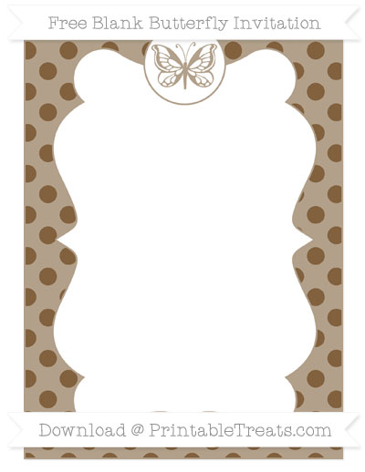 Free Coyote Brown Polka Dot Blank Butterfly Invitation — Printable ...