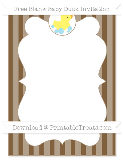 Free Coyote Brown Striped Blank Baby Duck Invitation — Printable Treats.com