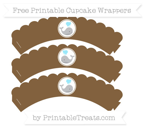 Free Coyote Brown Whale Scalloped Cupcake Wrappers — Printable Treats.com