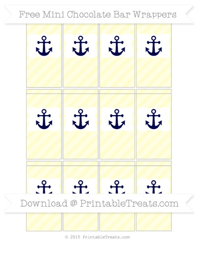 Cream Diagonal Striped Nautical Mini Chocolate Bar Wrappers — Printable ...