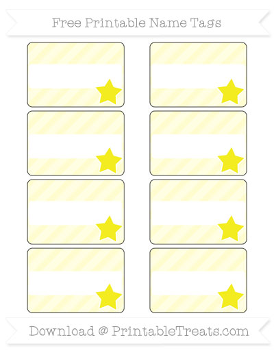 Free Cream Diagonal Striped Star Name Tags — Printable Treats.com