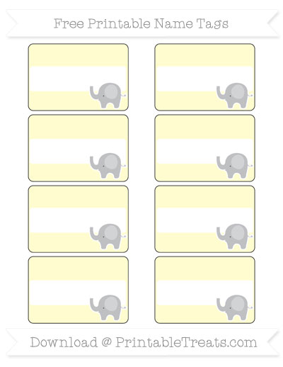 Free Cream Elephant Name Tags — Printable Treats.com