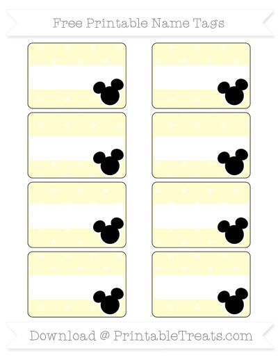 Free Cream Star Pattern Mickey Mouse Name Tags — Printable Treats.com