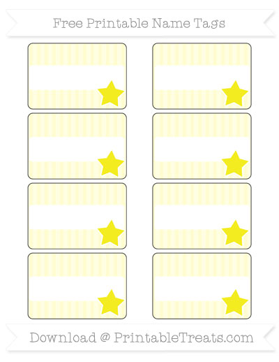 Free Cream Thin Striped Pattern Star Name Tags — Printable Treats.com