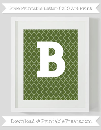 Dark Olive Green Moroccan Tile Letter B 8×10 Art Print — Printable ...