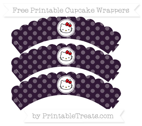 Free Dark Purple Dotted Pattern Hello Kitty Scalloped Cupcake Wrappers ...