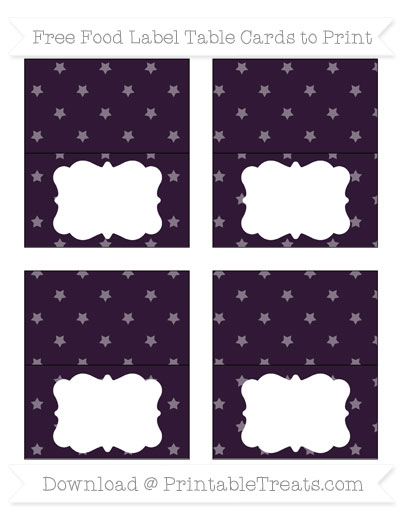 Free Dark Purple Star Pattern Simple Food Labels — Printable Treats.com