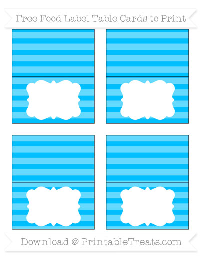 Free Deep Sky Blue Horizontal Striped Simple Food Labels — Printable ...