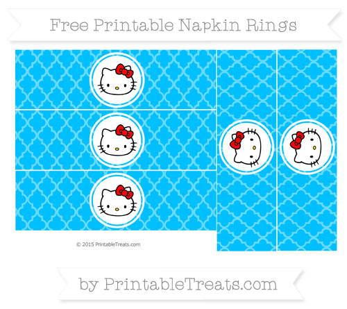 Free Deep Sky Blue Moroccan Tile Hello Kitty Napkin Rings — Printable ...