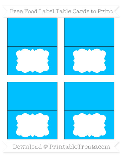 Free Deep Sky Blue Simple Food Labels — Printable Treats.com