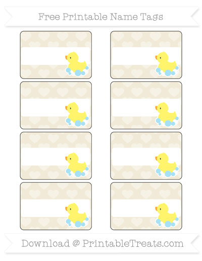 Free Eggshell Heart Pattern Baby Duck Name Tags — Printable Treats.com