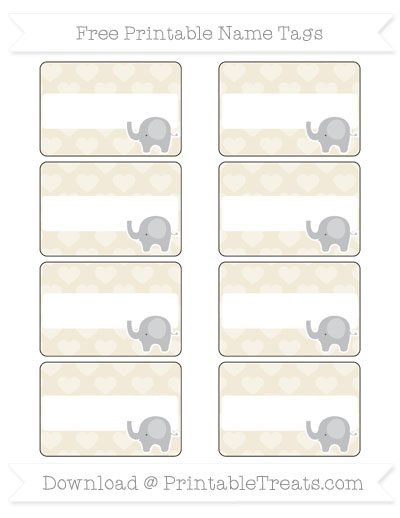 Free Eggshell Heart Pattern Elephant Name Tags — Printable Treats.com
