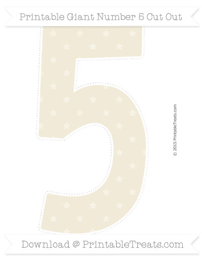 Eggshell Star Pattern Giant Number 5 Cut Out — Printable Treats.com