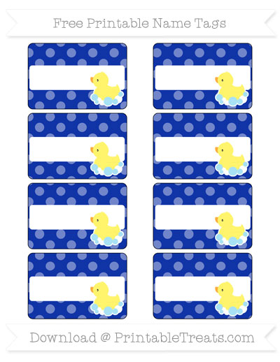 Free Egyptian Blue Dotted Pattern Baby Duck Name Tags — Printable ...