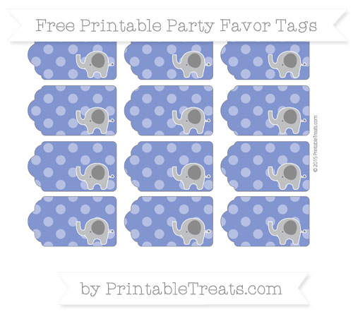 Egyptian Blue Dotted Pattern Elephant Party Favor Tags — Printable ...