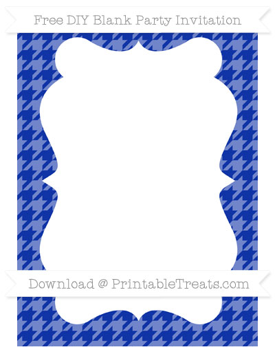 Free Egyptian Blue Houndstooth Pattern Blank Invitation — Printable ...