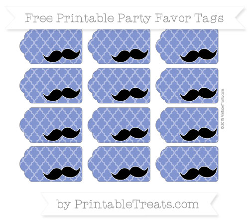 Egyptian Blue Moroccan Tile Mustache Party Favor Tags — Printable ...