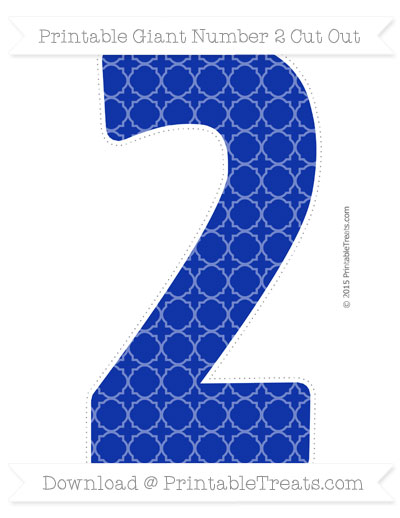 Egyptian Blue Quatrefoil Pattern Giant Number 2 Cut Out — Printable ...