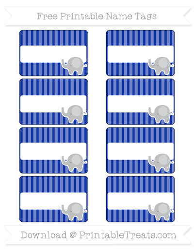 Free Egyptian Blue Thin Striped Pattern Elephant Name Tags — Printable ...