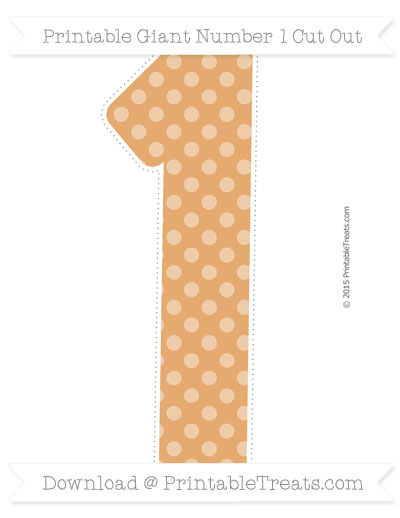 Fawn Dotted Pattern Giant Number 1 Cut Out — Printable Treats.com