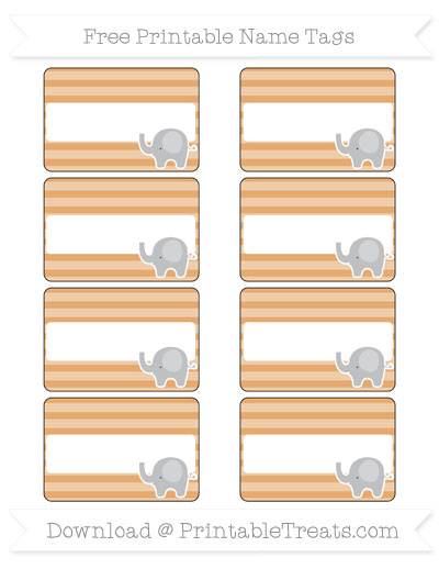 Free Fawn Horizontal Striped Elephant Name Tags — Printable Treats.com