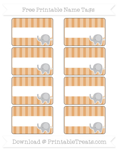 Free Fawn Striped Elephant Name Tags — Printable Treats.com