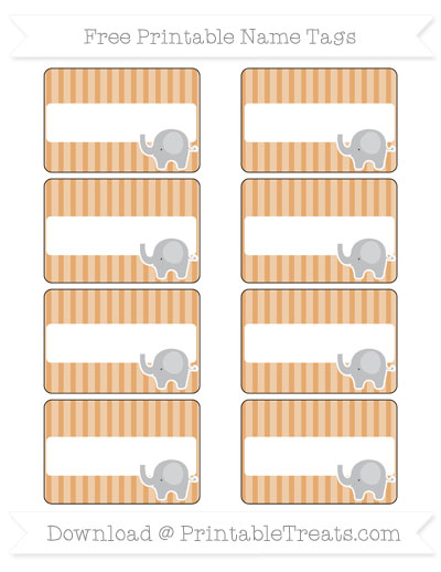 Free Fawn Thin Striped Pattern Elephant Name Tags — Printable Treats.com