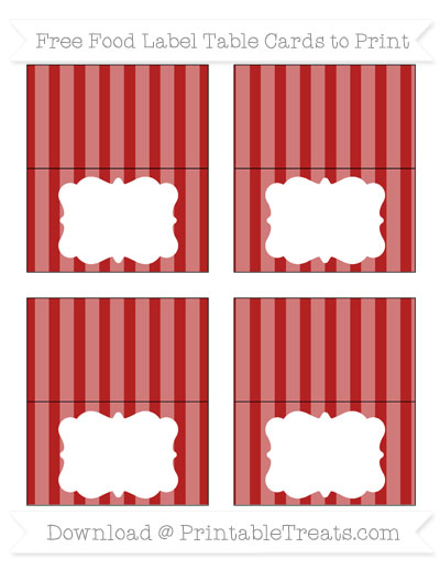 Free Fire Brick Red Striped Simple Food Labels — Printable Treats.com