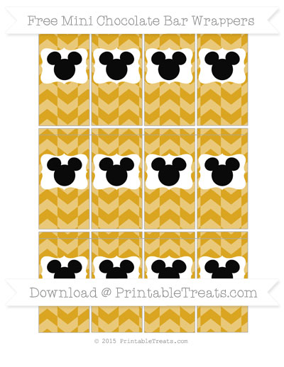 Free Gold Herringbone Pattern Mickey Mouse Mini Chocolate Bar Wrappers ...