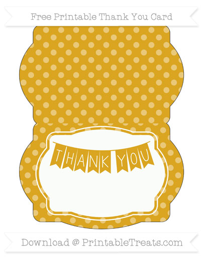 Goldenrod Dotted Pattern Thank You Card — Printable Treats.com