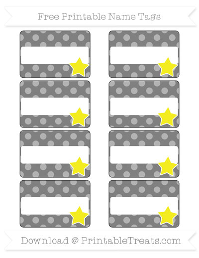 Free Grey Dotted Pattern Star Name Tags — Printable Treats.com