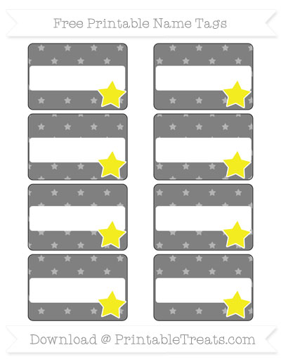 Free Grey Star Pattern Star Name Tags — Printable Treats.com