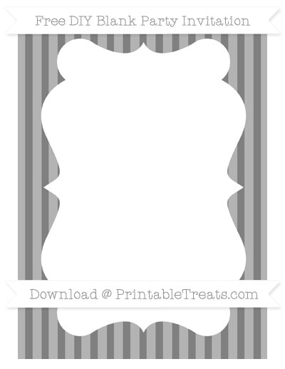 Free Grey Striped Blank Invitation — Printable Treats.com