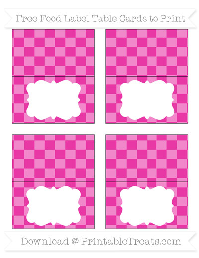 Free Hot Pink Checker Pattern Simple Food Labels — Printable Treats.com