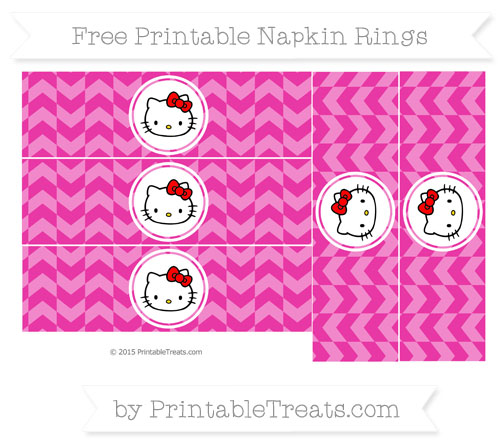 Free Hot Pink Herringbone Pattern Hello Kitty Napkin Rings — Printable ...