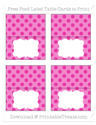 Free Hot Pink Polka Dot Simple Food Labels — Printable Treats.com